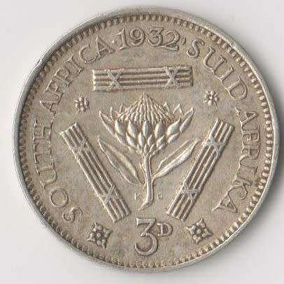 Threepence - 1932 UNION OF SOUTH AFRICA 3d TICKEY SILVER COIN was ...
