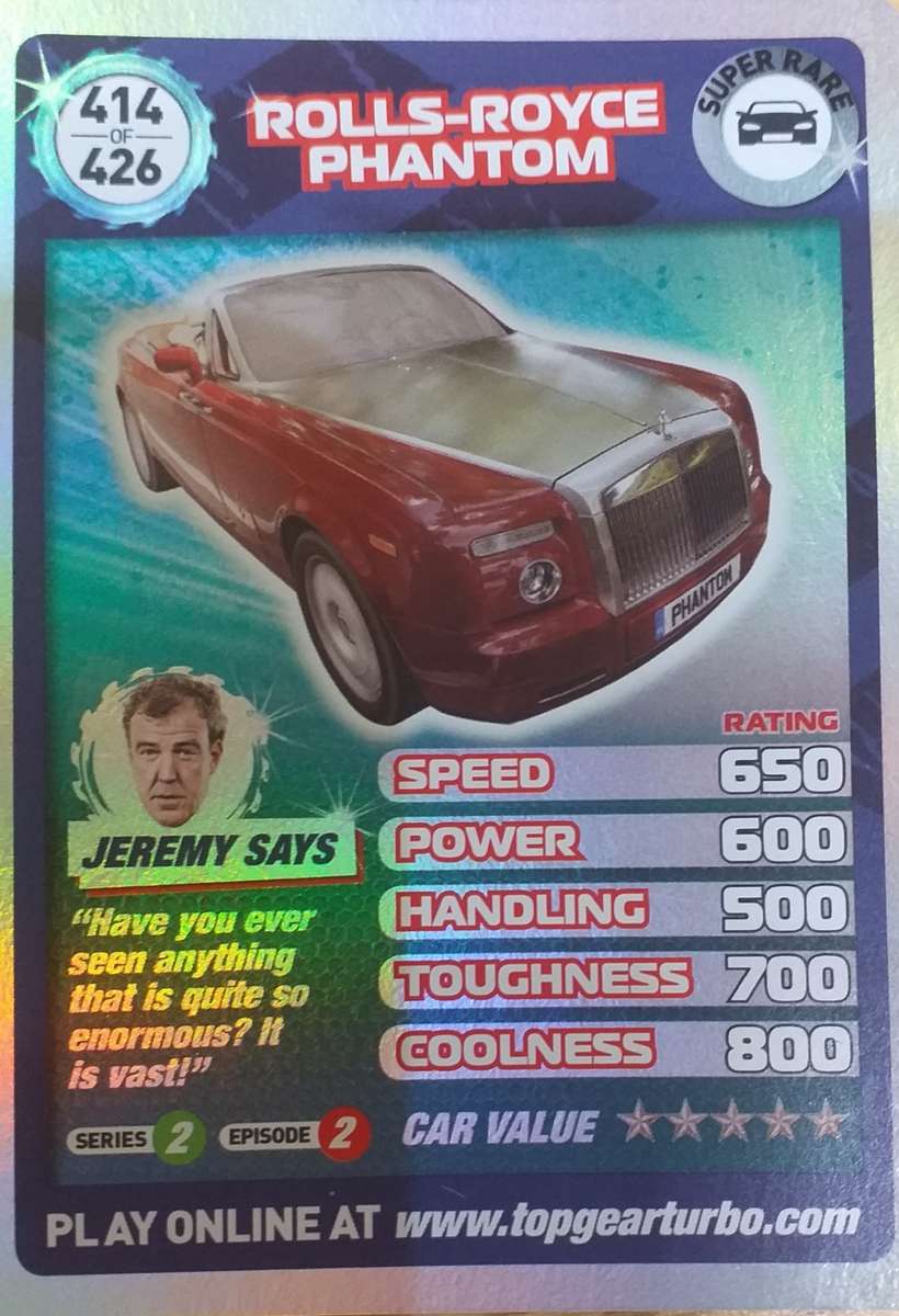 Trading Cards - Top gear turbo challenge - Rolls Royce Phantom card was ...