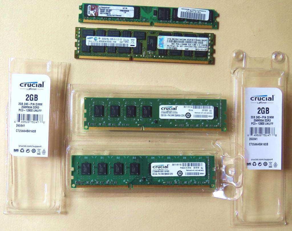 Memory (RAM) - CRUCIAL NEW 4 GB (2X2GB) DR3 RAM MODULES + USED 8 GB ...
