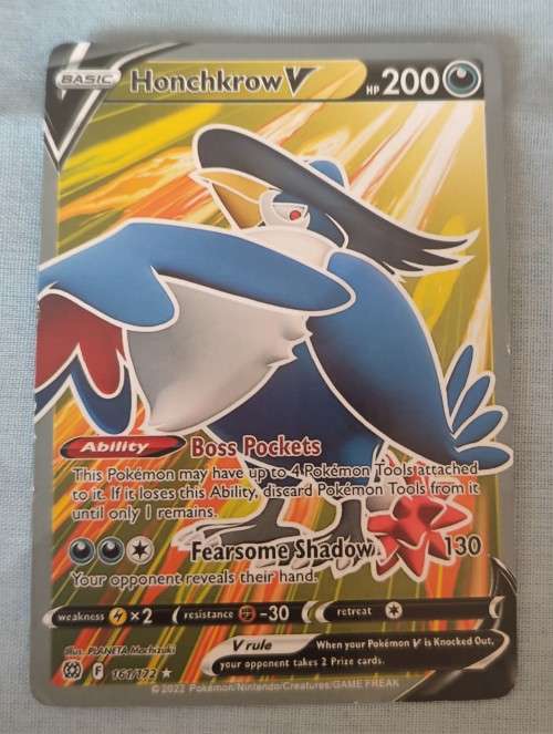 Trading Cards - POKEMON - HONCHKROW V 161/172 - FULL ART - BRILLIANT ...