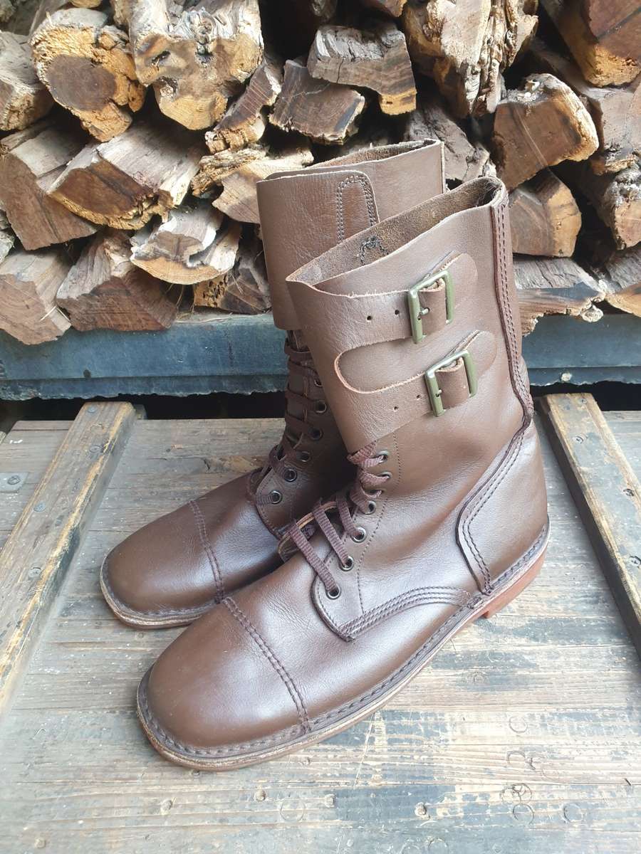 Kit - brown leather double buckle Rhodesian type/style combat boots ...