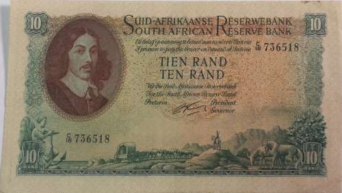 G Rissik - TEN RAND NOTE,G RISSIK,SOUTH AFRICAN RESERVE BANK was sold ...