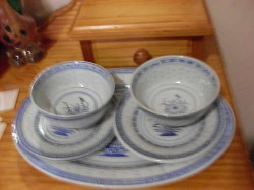 Oriental Porcelain - VARIOUS CHINESE RICE PATTERN FLOWER DESIGN BLUE ...