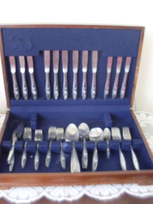 Other Antiques & Collectables - VINTAGE CUTLERY BOX WITH 60 PIECE ...
