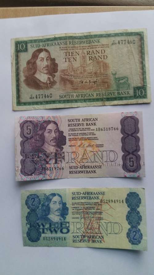 Other South African Bank Notes - Old South African R2, R5 and R10 notes ...
