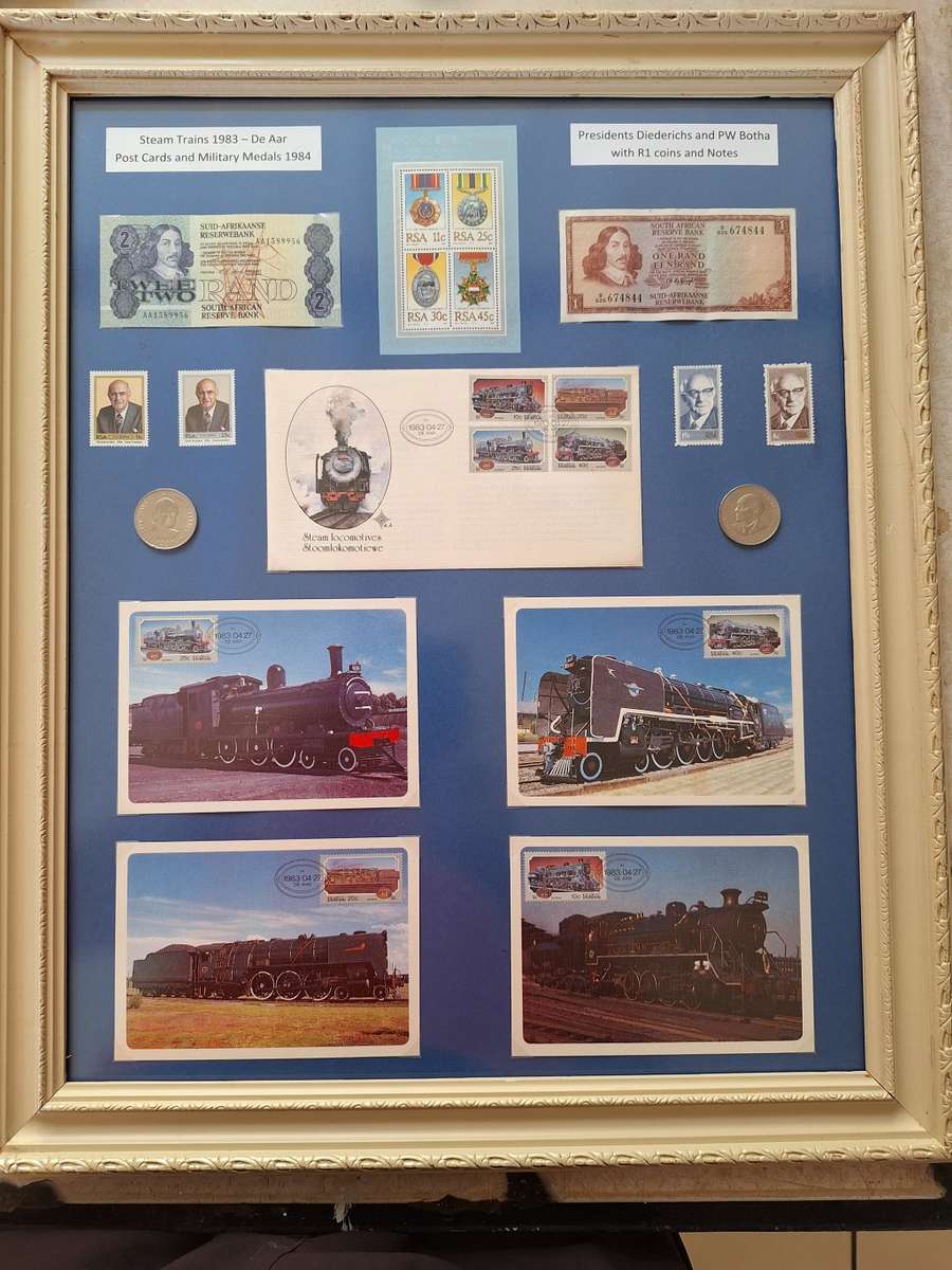 Rail - Steam train set with postcards , coins stamps and notes was ...