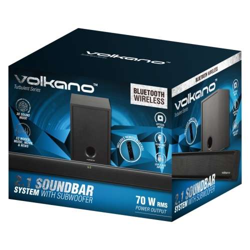 Home Theatre Systems - Volkano Turbulent Series 70W 2.1 Soundbar with ...