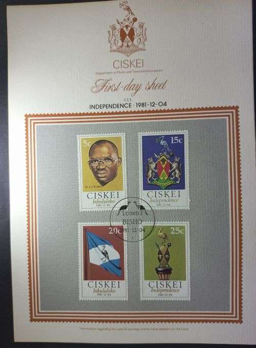 Ciskei - Ciskei - 1981 Independence First Day Sheet for sale in ...