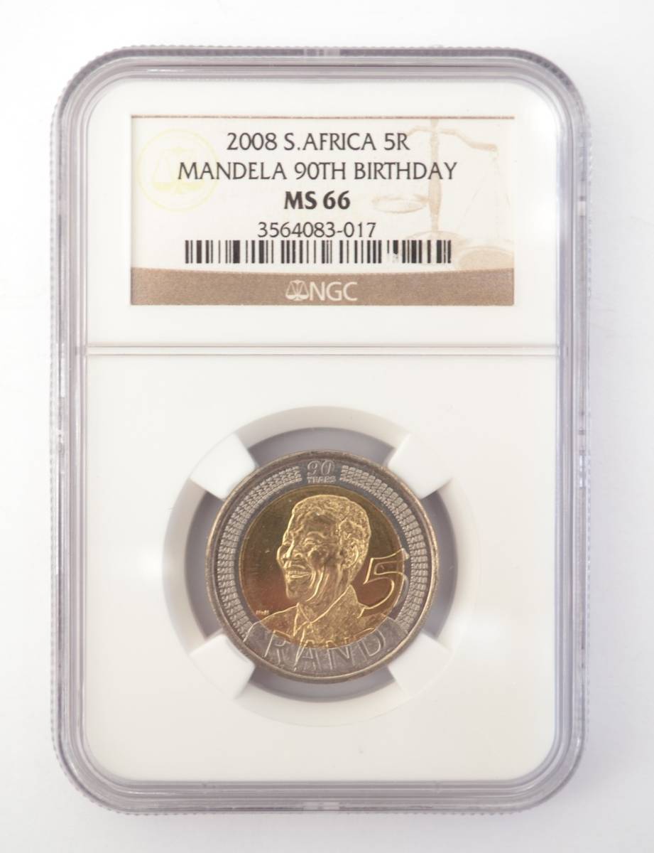 2008 Birthday R5 - Mandela 90th Birthday Graded R5 Coin MS66 as per ...