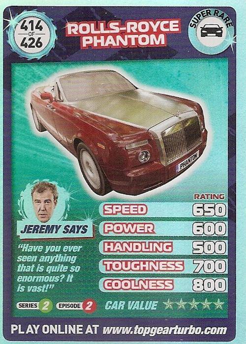 Trading Cards - TOP GEAR TURBO CHALLENGE `EXTRA` - ROLLS-ROYCE PHANTOM ...