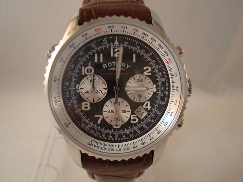 Men's Watches - Rotary Chronospeed chronograph watch, leather strap ...