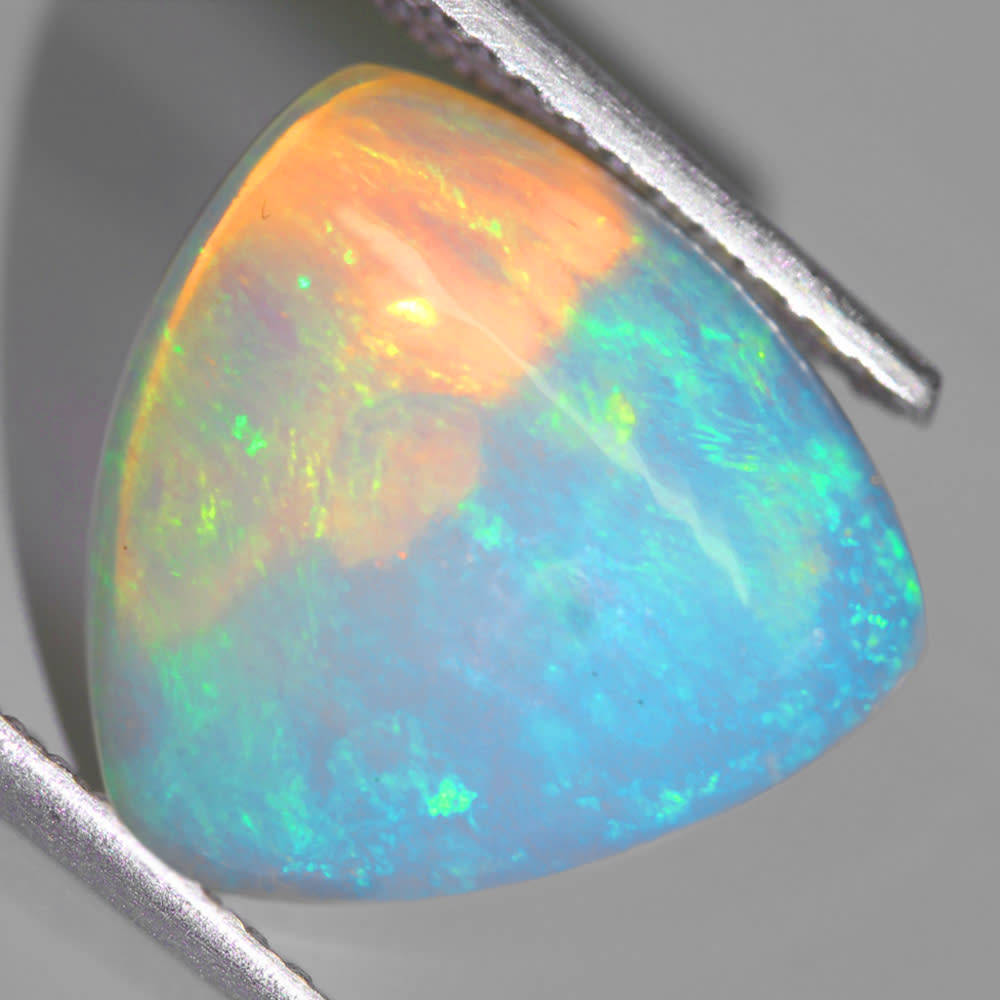 Opal - 2.85Ct. Opal Trillion cut Cabochon Multi Colours Glittering Rainbow 3D! Ethiopian Natural ...