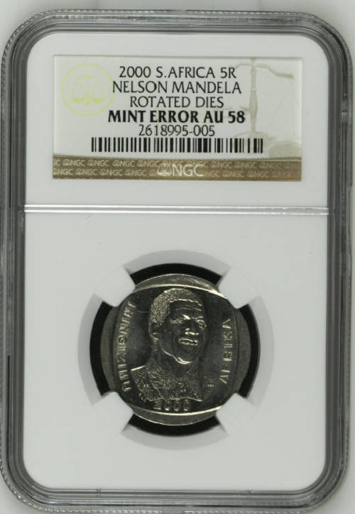 2000 R5 - AU58 Mandela R5 year 2000 ERROR COIN- ROTATED DIES VERY RARE!!! was sold for R350.00 ...