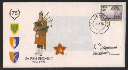 Republic of South Africa - SA ARMY COM COVER # 21 - 75 YEARS SA IRISH ...