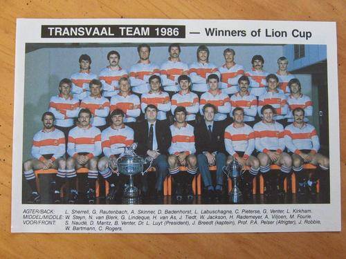 Rugby - Picture of the 1986 Transvaal rugby team - winners of the Lion ...