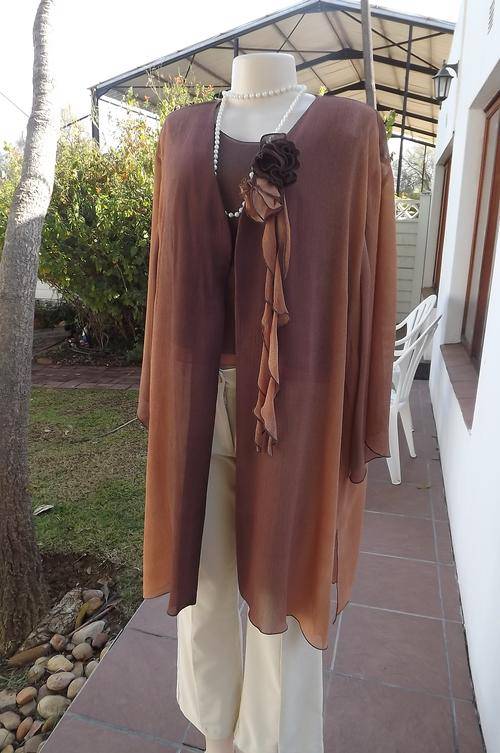 Jackets & Coats - Beautiful long sheer polyester open jacket in creased ...