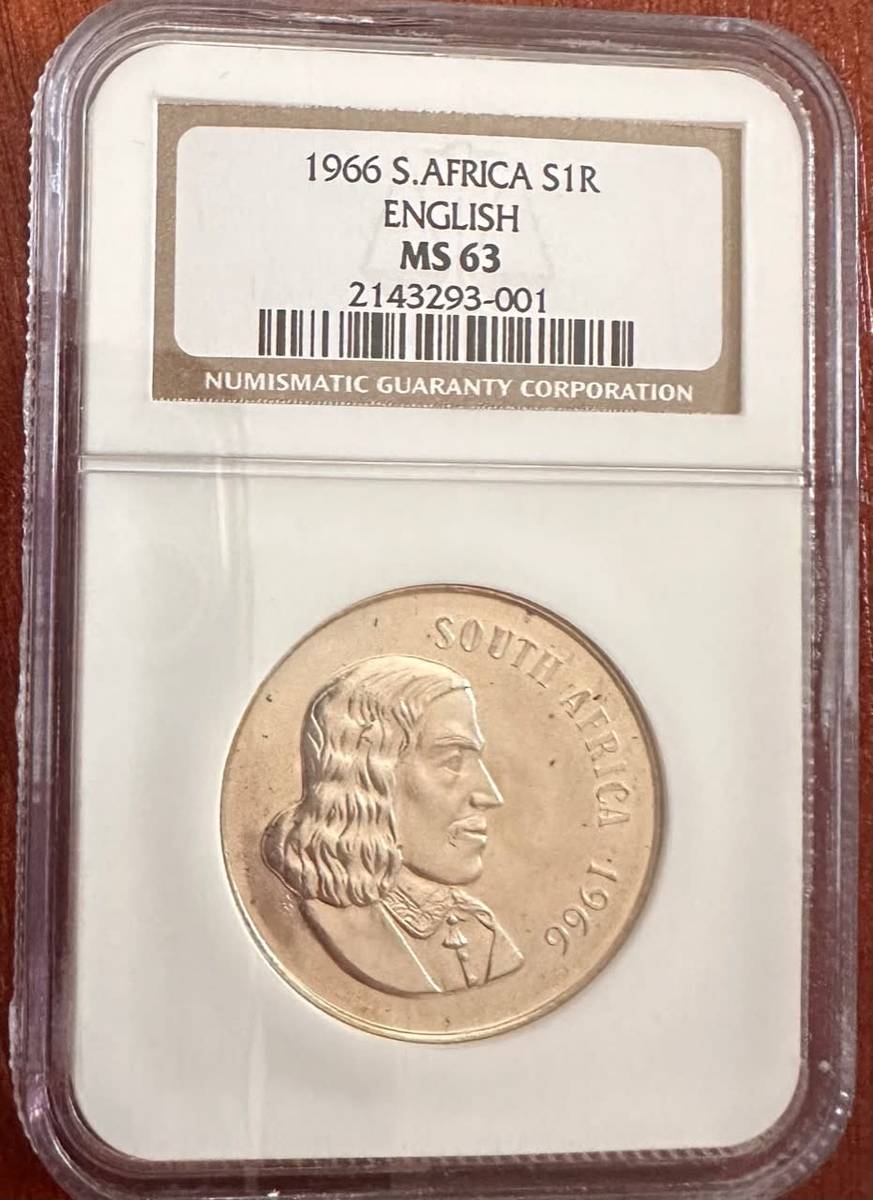 One Rand - 1966 English Silver R1 Unc coin MS63 NGC graded - HIGH GRADE ...