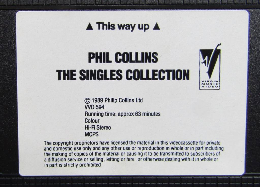 Pop - Phil Collins - The Singles Collection - VHS Video Tape (1989) was listed for 0 on 28 Jul ...