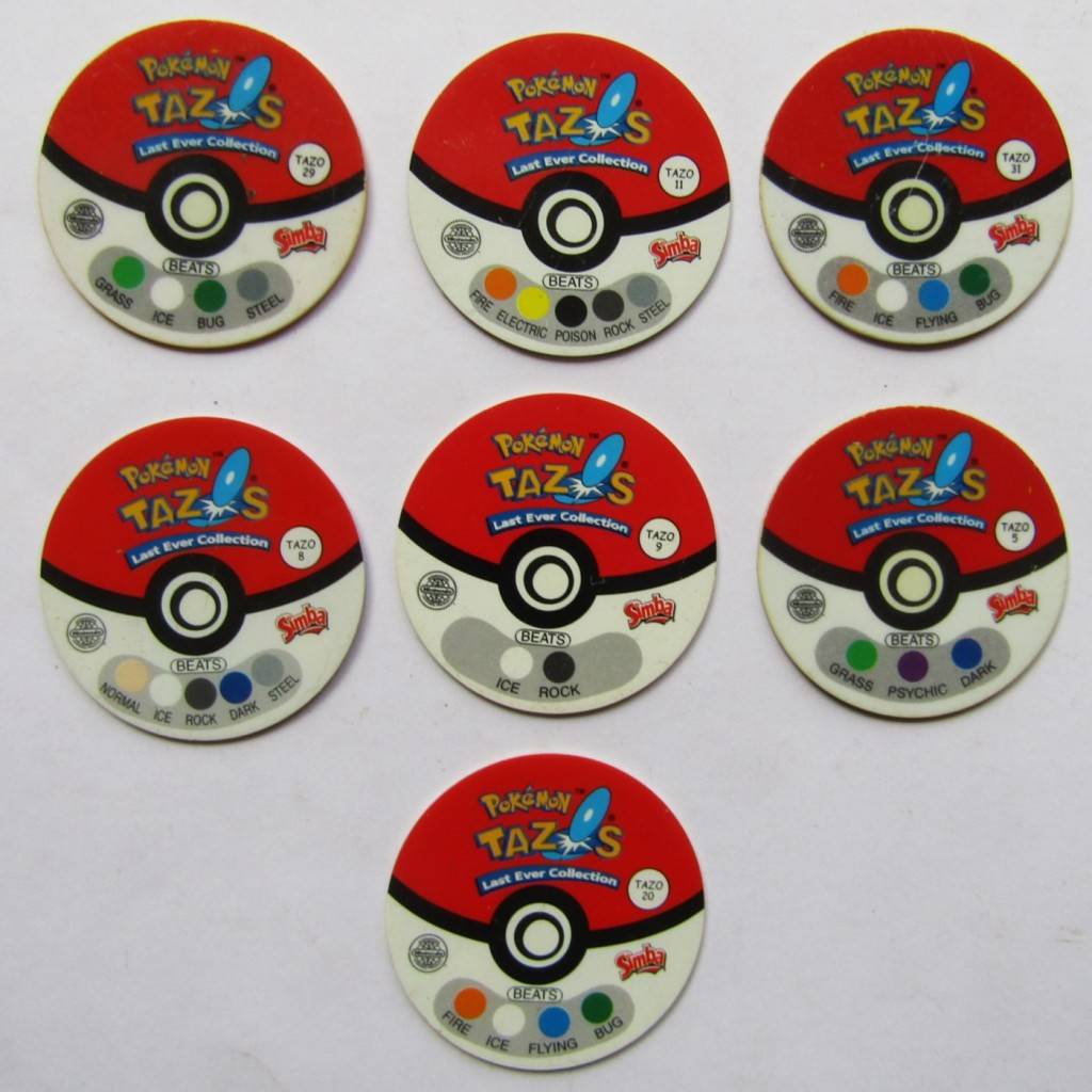 Trading Cards - Lot of 7 Pokemon Last Ever Collection Tazos by Simba ...