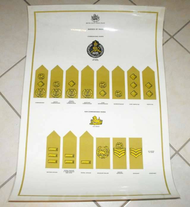 Other War Memorabilia - ORIGINAL RHODESIA BSAP BADGES OF RANK POSTER ...