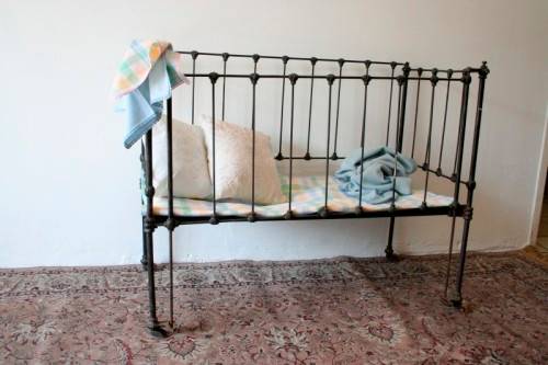 Beds & Cots - A wonderful and rare antique (c1800's) wrought iron baby ...