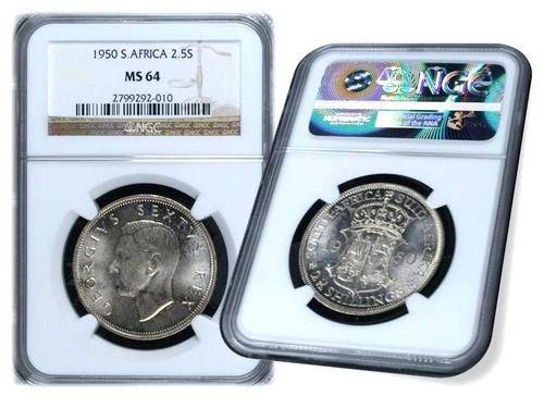 Two and a Half Shillings - SA Union 1950 Silver Half Crown NGC MS64 ...