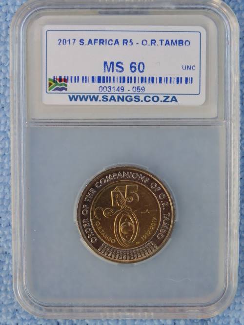 Five Rand - NEW COMMEMORATIVE 2017 O.R TAMBO R5. ** SANGS GRADED MS60 ...