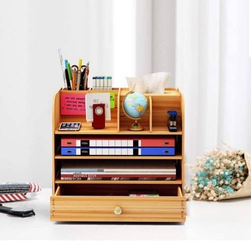 Furniture - Wooden File Rack DIY File Folder Storage Box Wooden Desktop ...