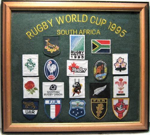 Sporting Memorabilia - 1995 RUGBY WORLD CUP EMBROIDERED DISPLAY OF THE ...