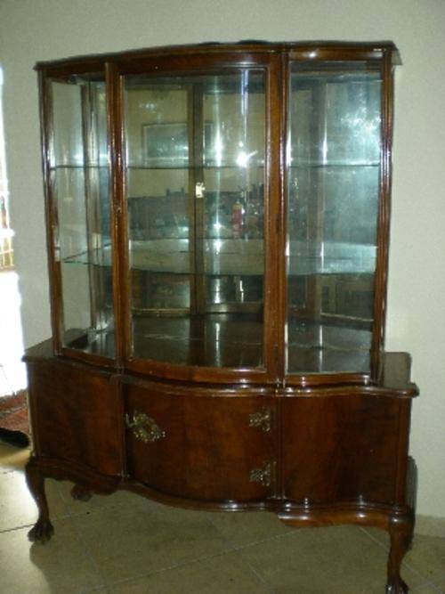 Cabinets - Large Imbuia Ball and Claw Display Cabinet was sold for ...