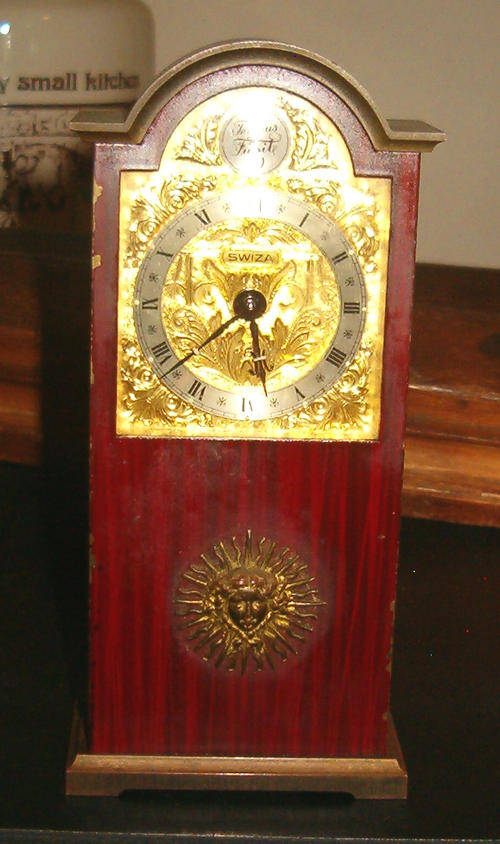 Mantel Clocks - SWISS..SWIZA...."TEMPUS FUGITE""LOVELY MINIATURE ALARM ...