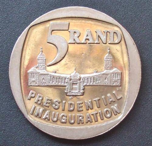 Inauguration R5 - RARE Mandela PROOF!!! Inauguration R5 coin Stunning ...