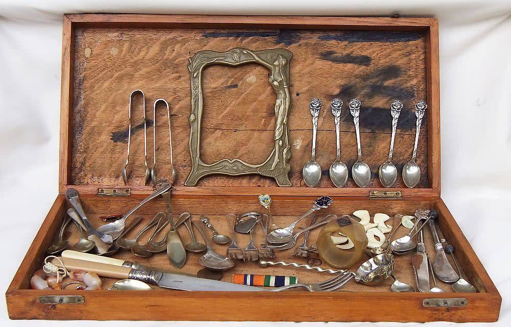 Other Antiques & Collectables - An antique wooden box with many ...