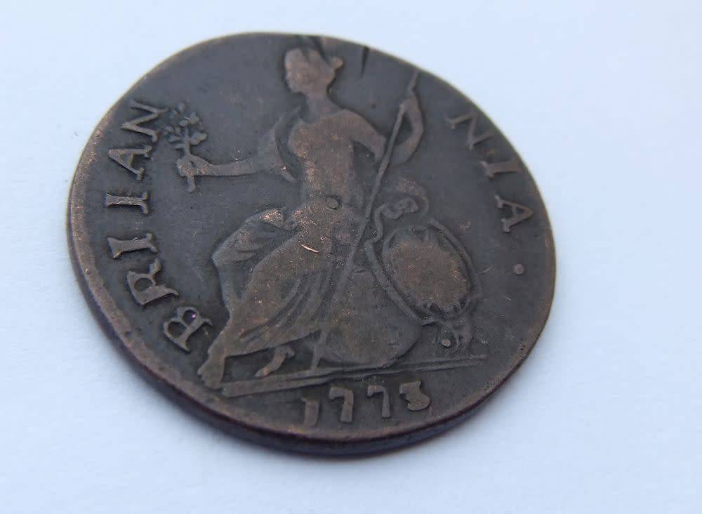 Great Britain - Rare !! A 1773 Britain 1/2 Penny - King George III ...