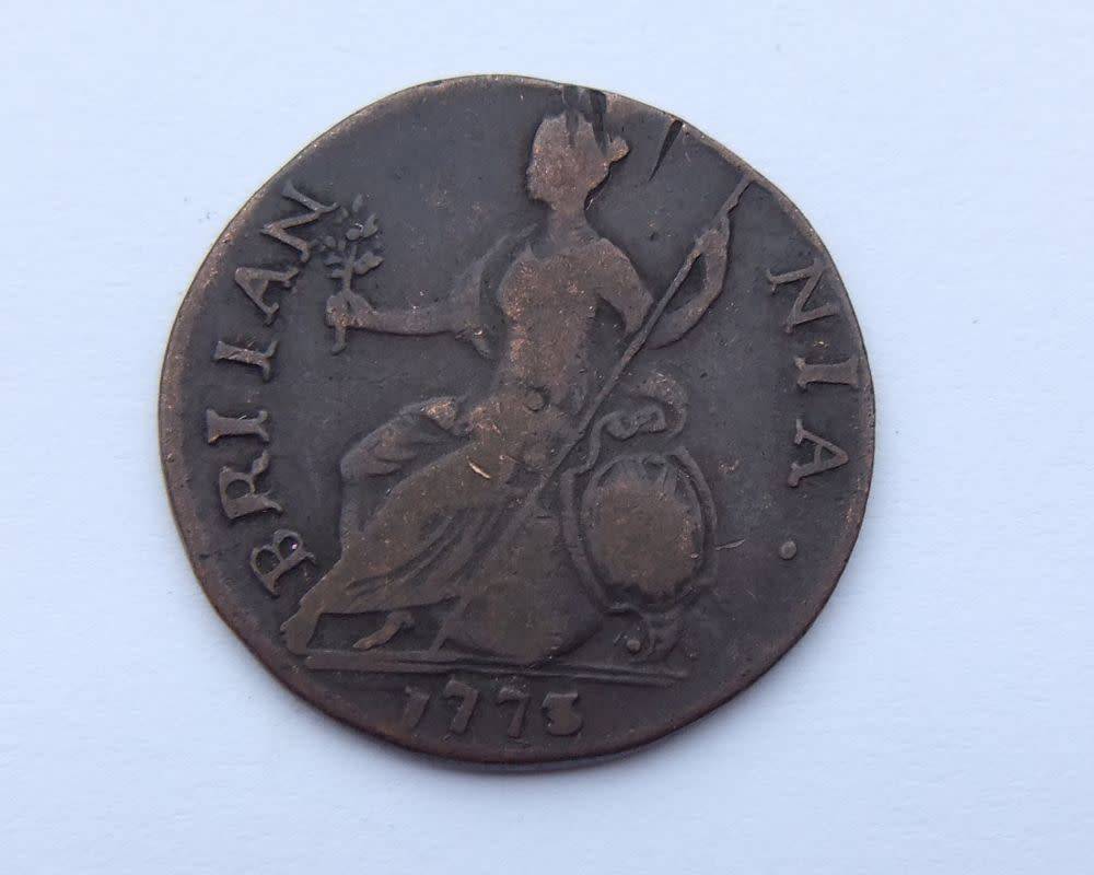 Great Britain - Rare !! A 1773 Britain 1/2 Penny - King George III ...