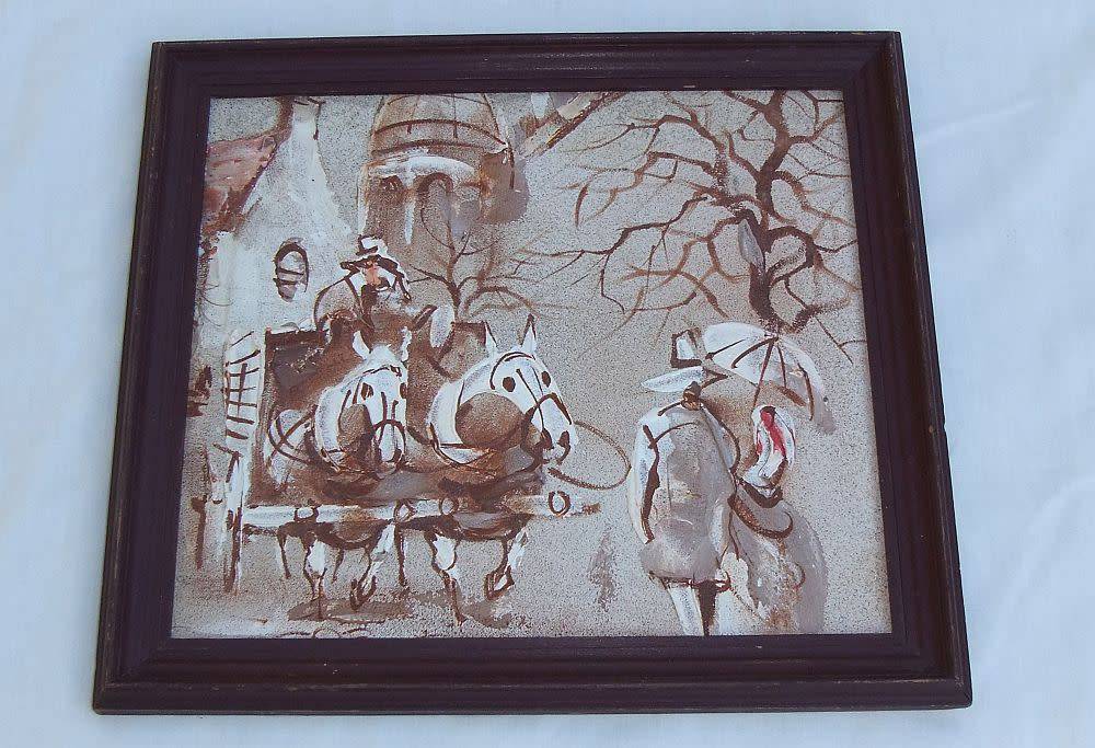 Paintings - An original but unsigned Parisian themed oil painting by ...