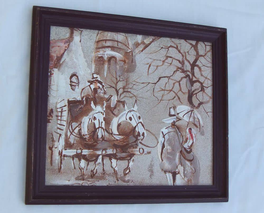 Paintings - An original but unsigned Parisian themed oil painting by ...
