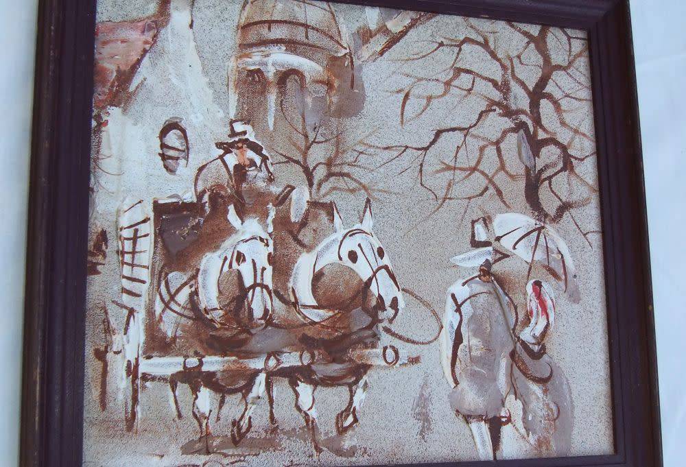 Paintings - An original but unsigned Parisian themed oil painting by ...