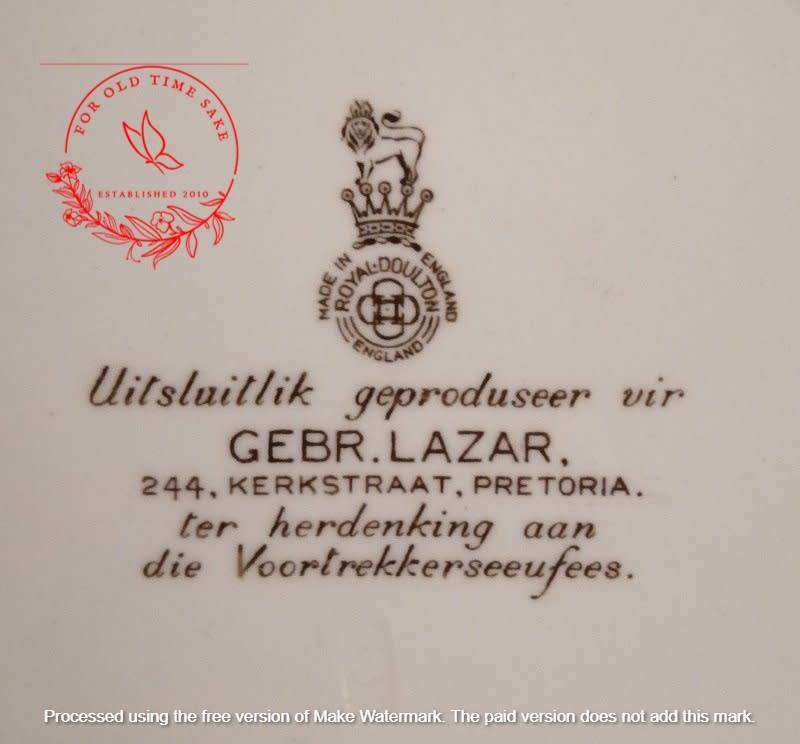 Other Africana - ROYAL DOULTON `VOORTREKKER EEUFEES (1838-1938 ...