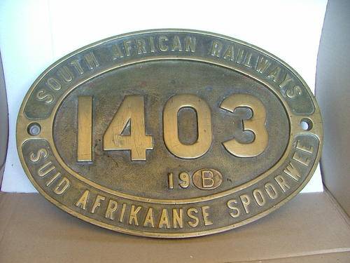 Rail - Brass South African Railways 19b Steam Locomotive Number Plate ...