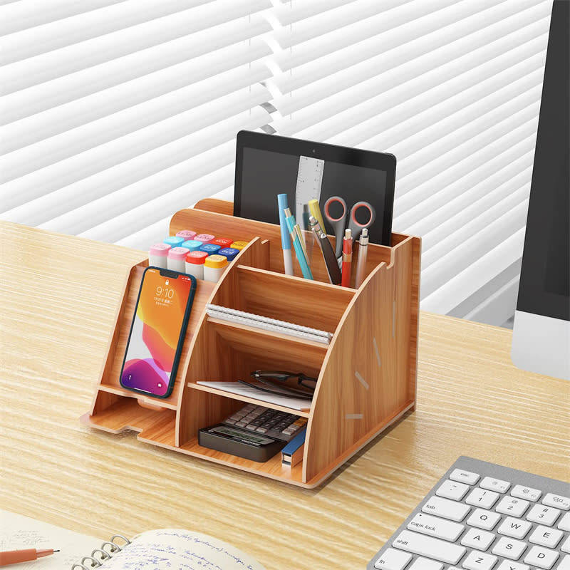 Furniture - Multifunctional DIY Wooden Desk Storage Box with Cell Phone ...