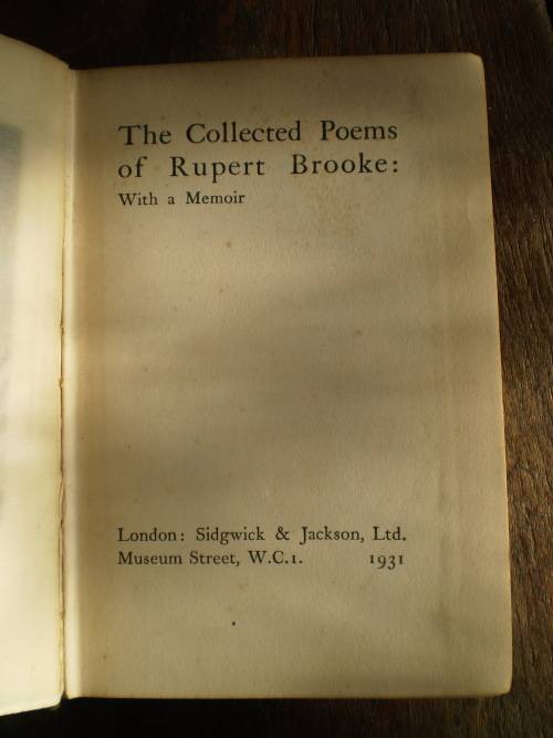 Antiquarian Books - The Collected Poems Of Rupert Brooke With A Memoir 1931 Sidgewick Jackson ...