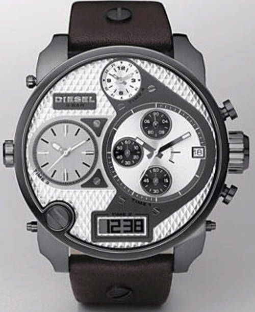 Men's Watches - New DIESEL (BIG DADDY) Black Leather Chronograph Gents ...