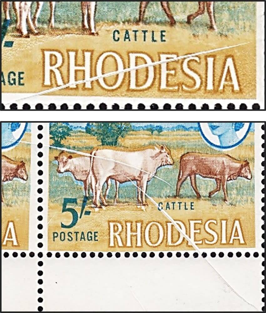 Zimbabwe, Rhodesia & Nyasaland - 1966 Rhodesia £1 UMM(**) Corner Block with Various Paper Folds ...