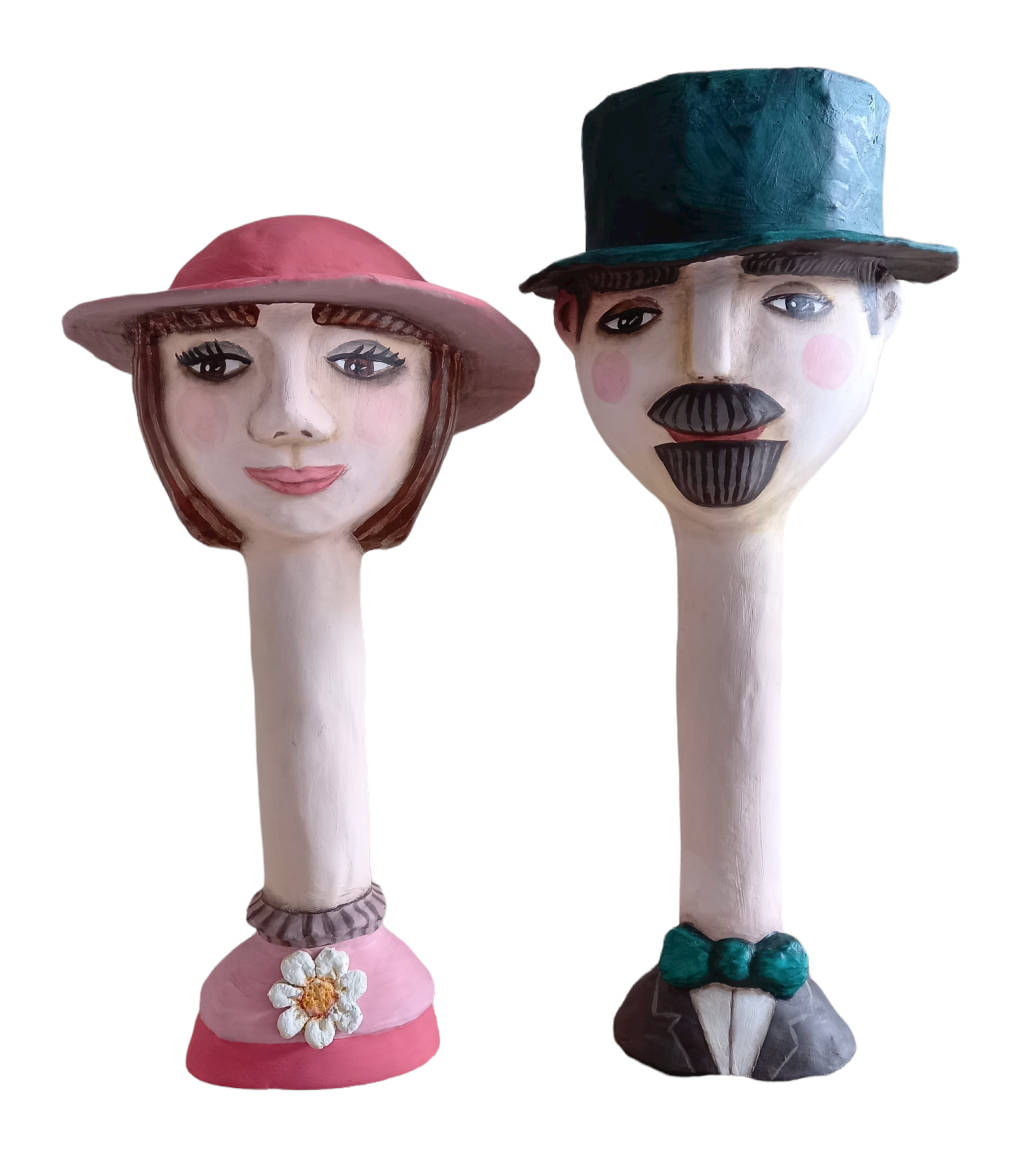 Other Art Directly from the Artist - The Couple - Paper Mache Art Dolls ...