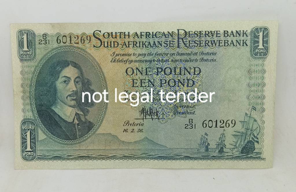 MH de Kock - MH de Kock South African One Pound Banknote. was sold for ...