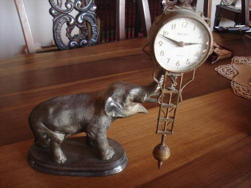 Mantel Clocks - UNUSUAL MEIKO SWINGING ELEPHANT CLOCK C 1960 was sold ...