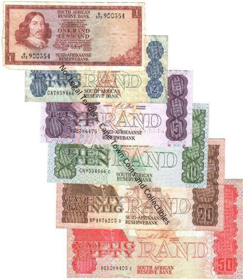 Other South African Bank Notes - Set of 6 old notes in well used ...