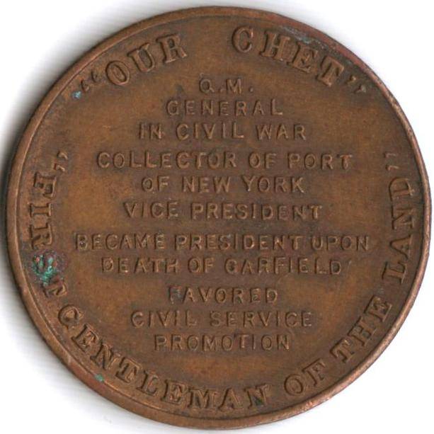 Tokens - Chester A Arthur token, president of USA 1881-1885 was sold ...