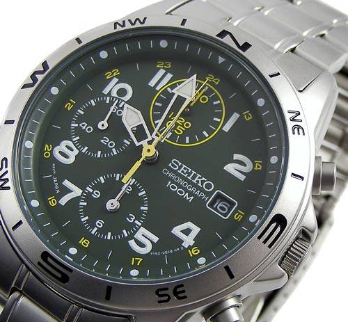 Men's Watches - SEIKO 1/20sec Military Style Compass Bezel CHRONOGRAPH ...